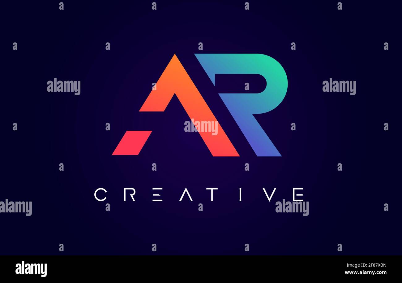 AR Logo Letter Design with Modern Creative Concept and Orange Blue ...