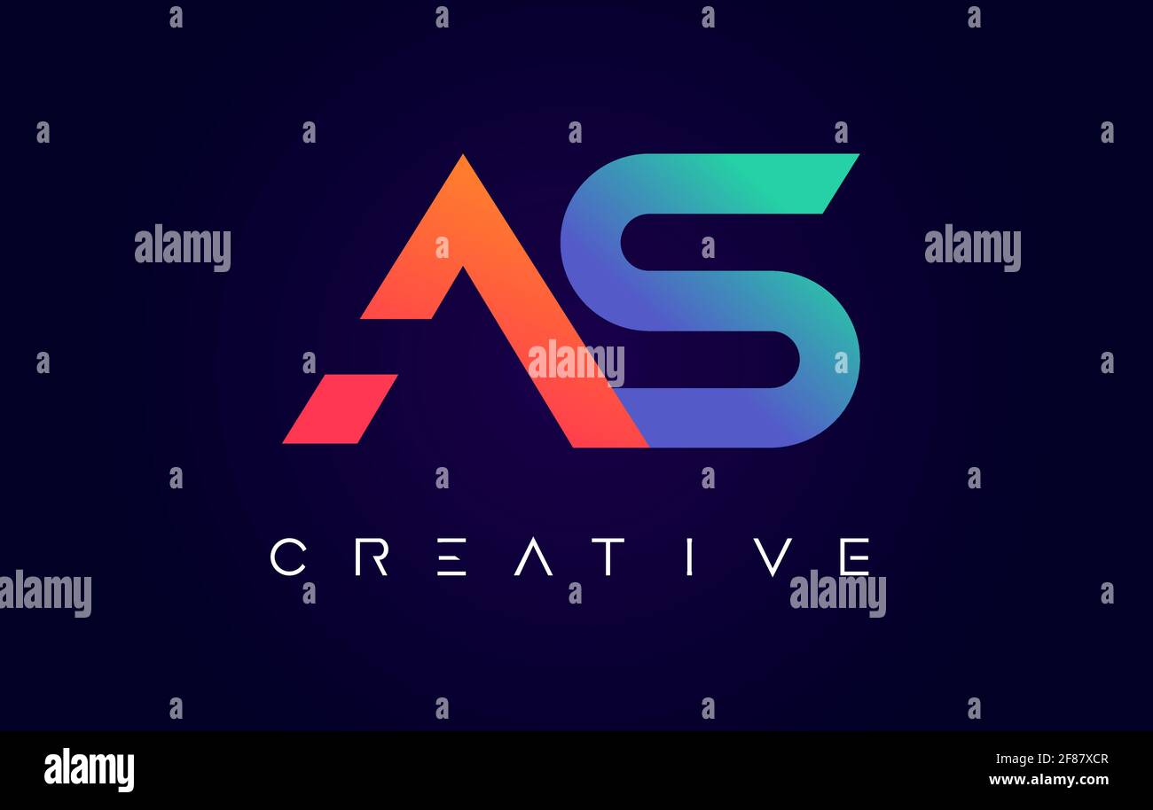 AS Logo Letter Design with Modern Creative Concept and Orange Blue ...