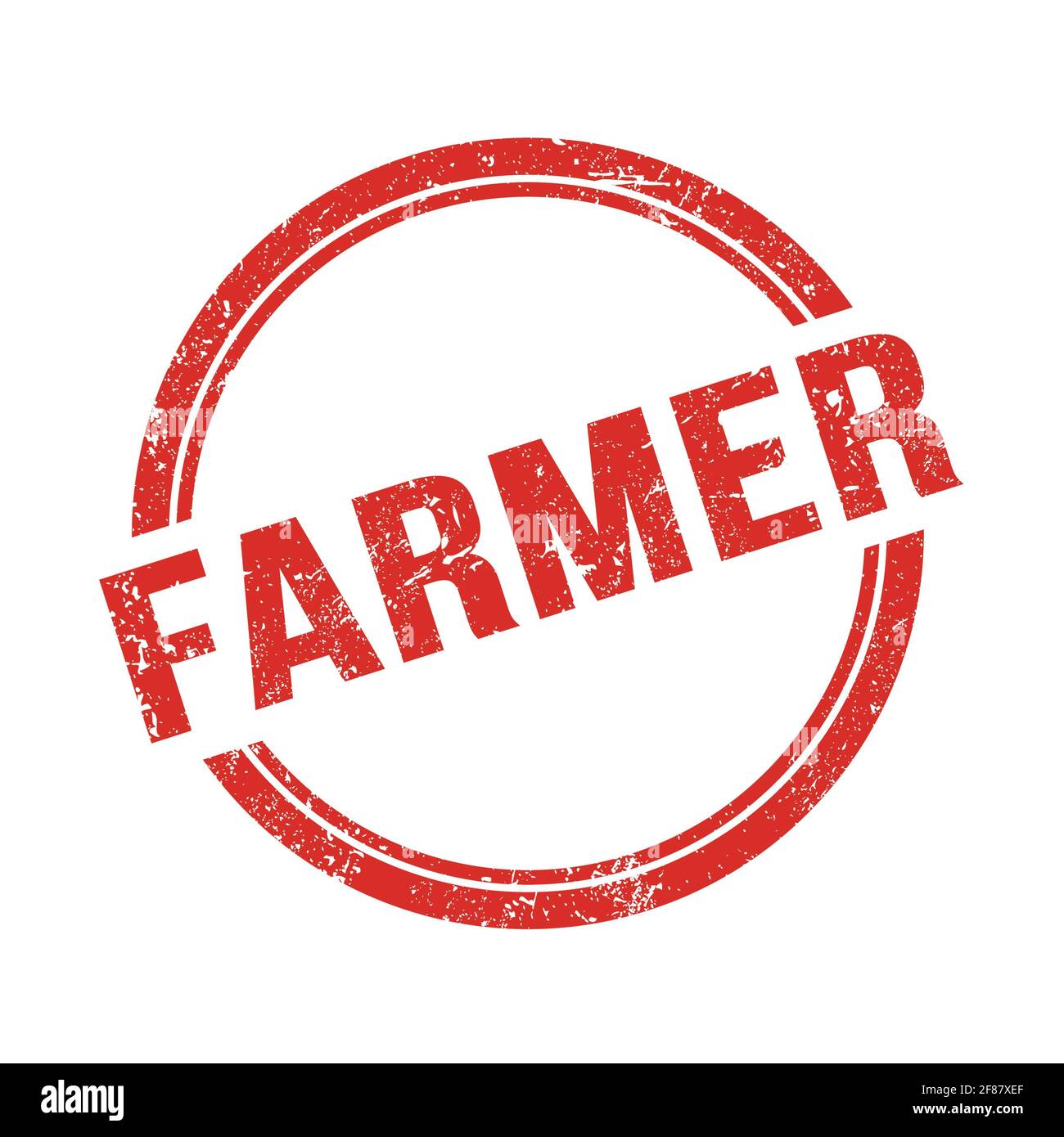 FARMER text written on red grungy vintage round stamp Stock Photo - Alamy