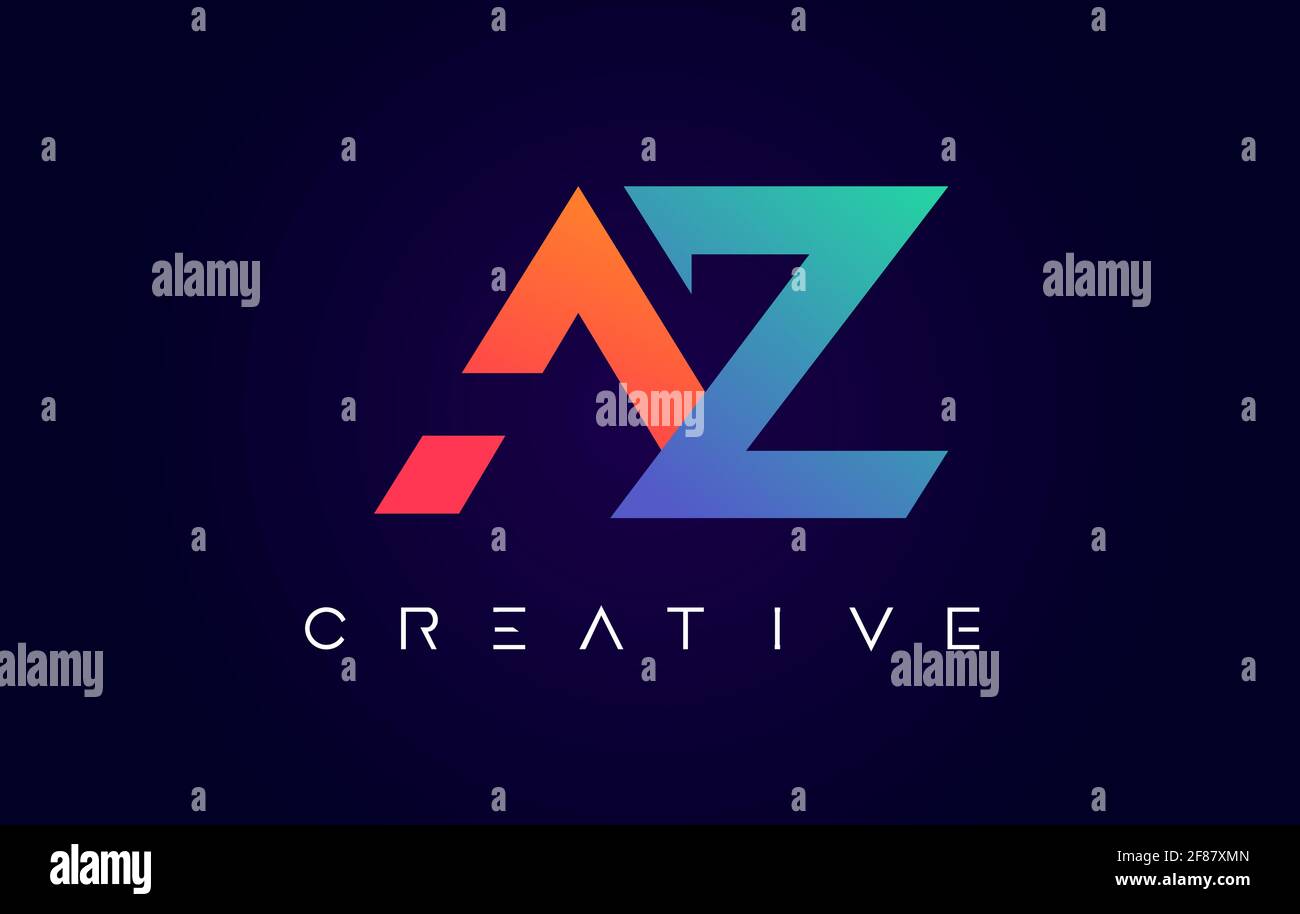 AZ Logo Letter Design with Modern Creative Concept and Orange Blue ...