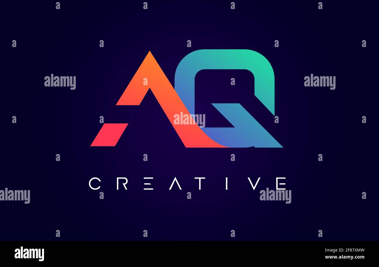AQ Logo Letter Design with Modern Creative Concept and Orange Blue ...
