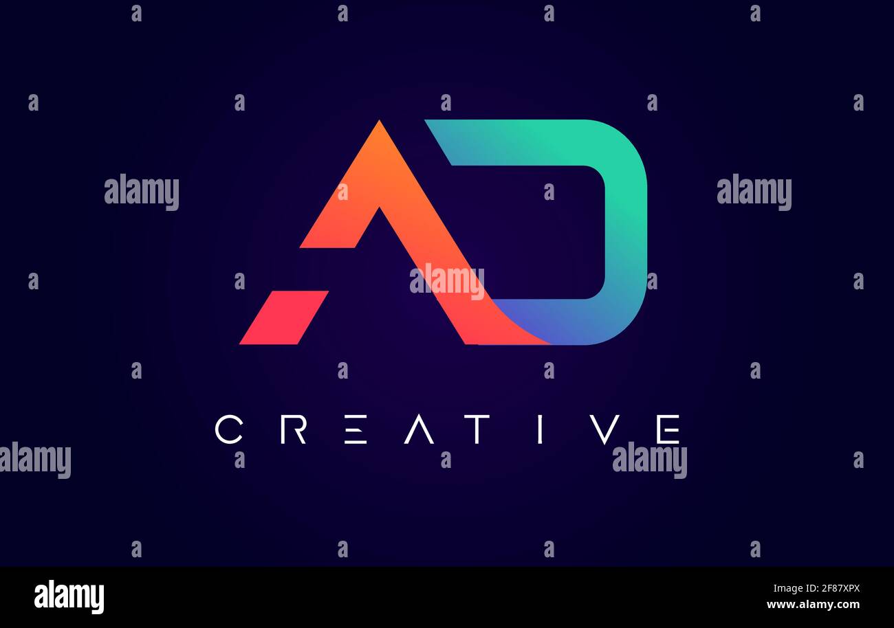 AD Logo Letter Design with Modern Creative Concept and Orange Blue ...
