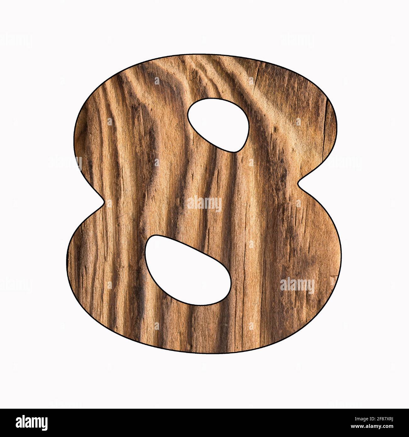 8, Number on rustic wood isolated on white background Stock Photo - Alamy