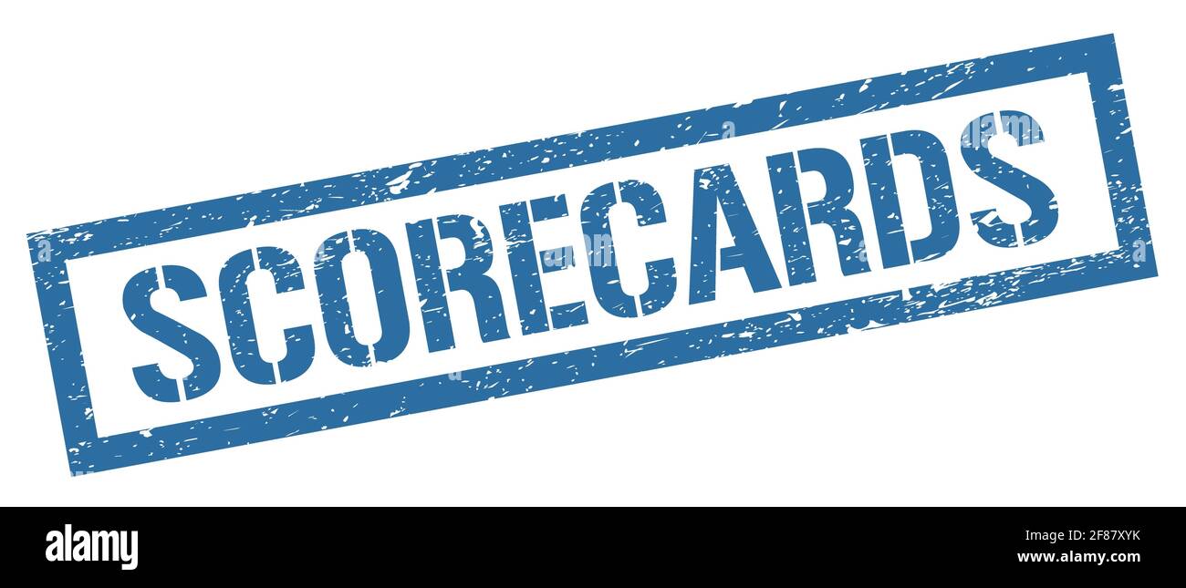 SCORECARDS blue grungy rectangle stamp sign Stock Photo - Alamy