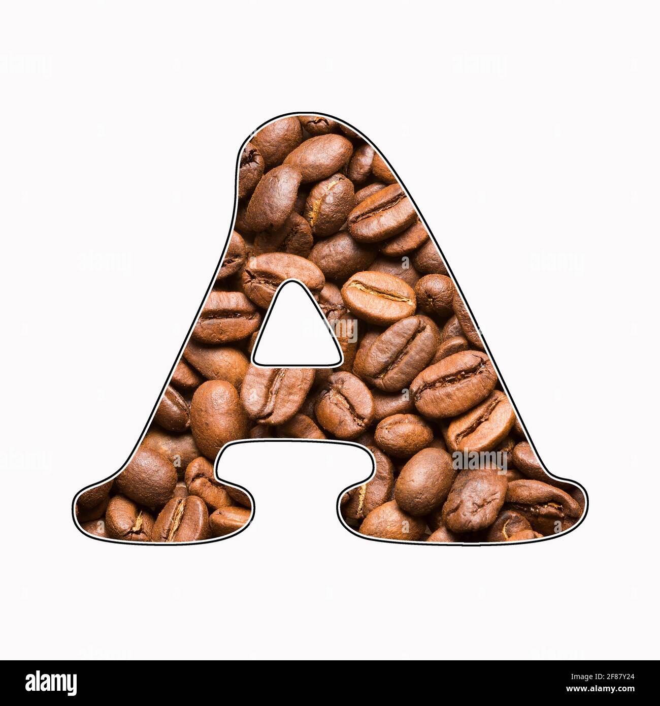 A, letter of the alphabet - coffee beans background. Coffea Stock Photo ...
