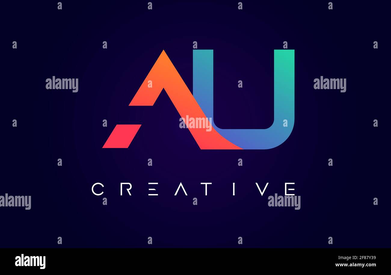 AU Logo Letter Design with Modern Creative Concept and Orange Blue ...