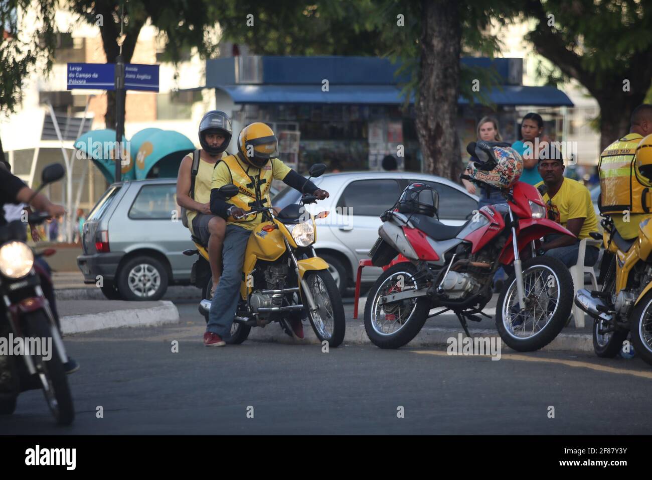 salvador, bahia / brazil - december 2, 2017: Motor bikers are seen near ...