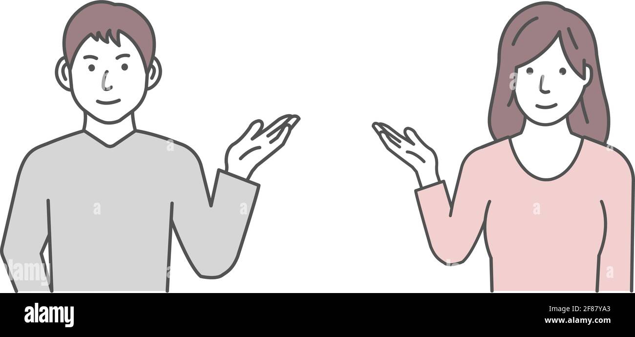 Vector illustration of a young man and woman (couple, family ...