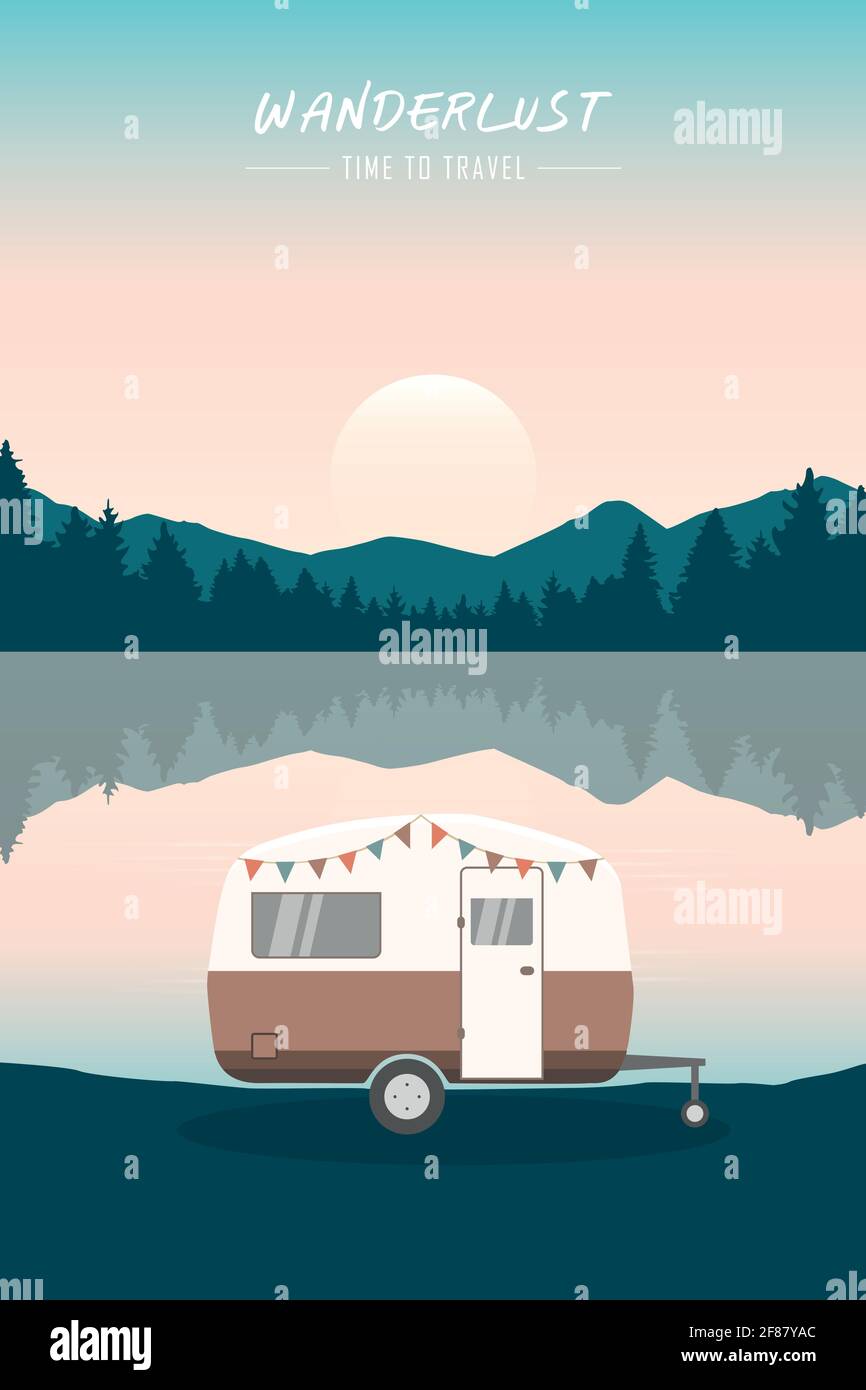 Vintage camper van on Stock Vector Images - Alamy