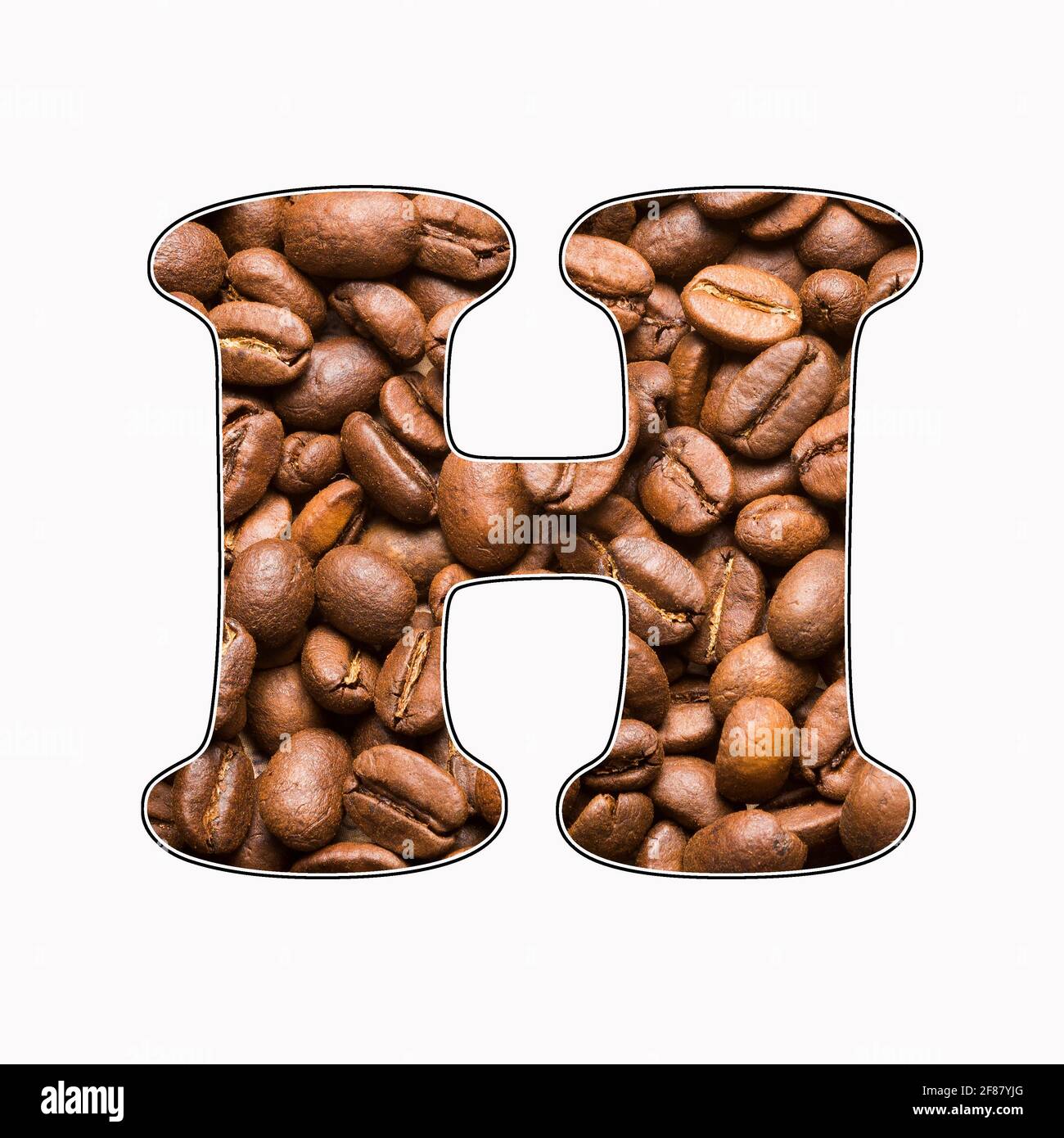 H, letter of the alphabet - coffee beans background. Coffea Stock Photo ...