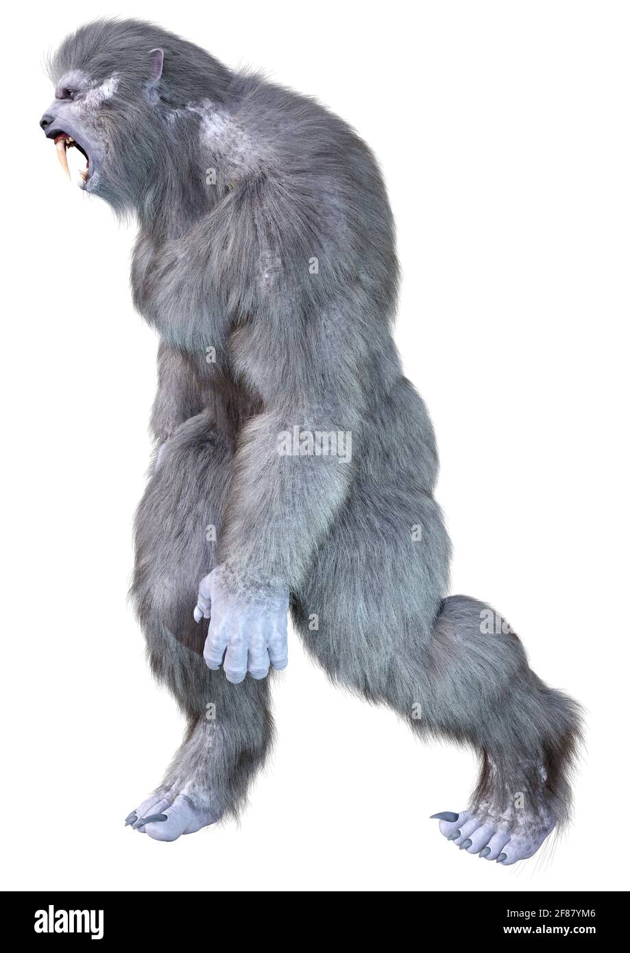 3D rendering of a snow beast creature or a Bigfoot isolated on white ...