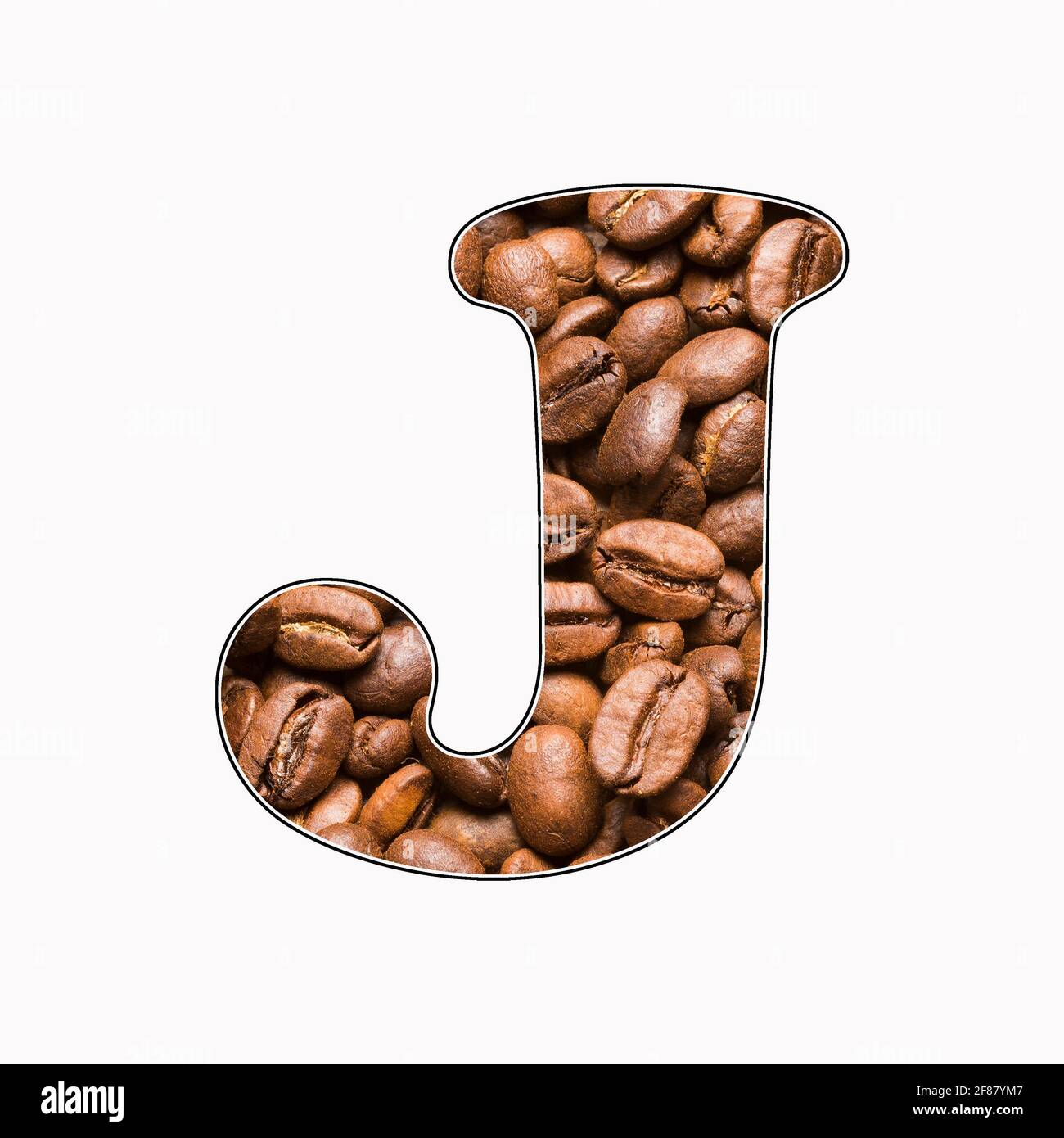 J, letter of the alphabet - coffee beans background. Coffea Stock Photo ...