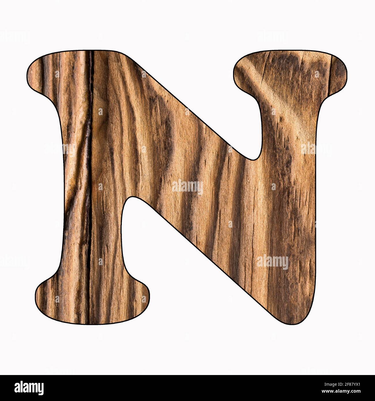 N, Rustic wooden alphabet letter on white background Stock Photo - Alamy