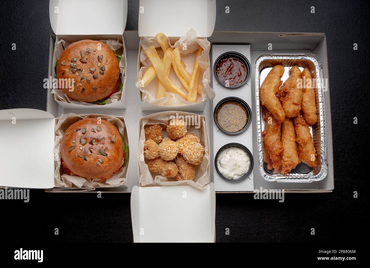 Delivery fast food, restaurant meal, set for client during covid-19 ...