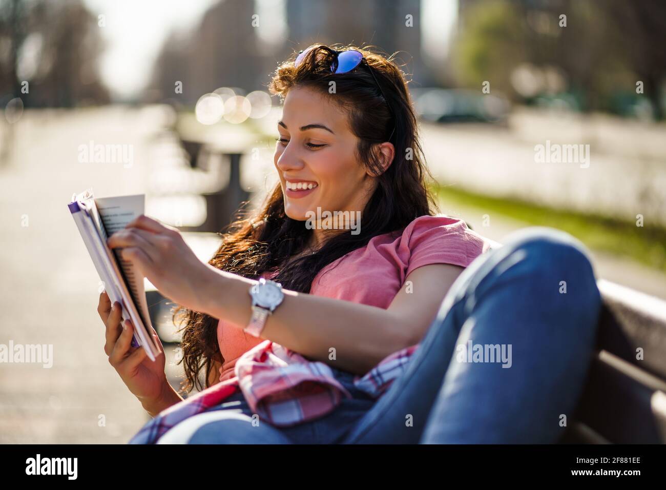 Caucasian woman reading book summer hi-res stock photography and images ...