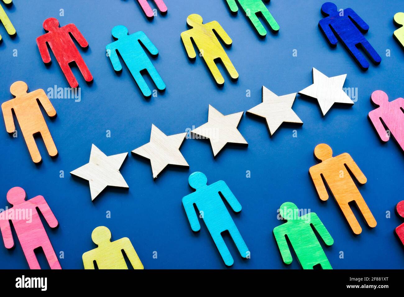 Customer experience concept. Five stars and color figures Stock Photo ...