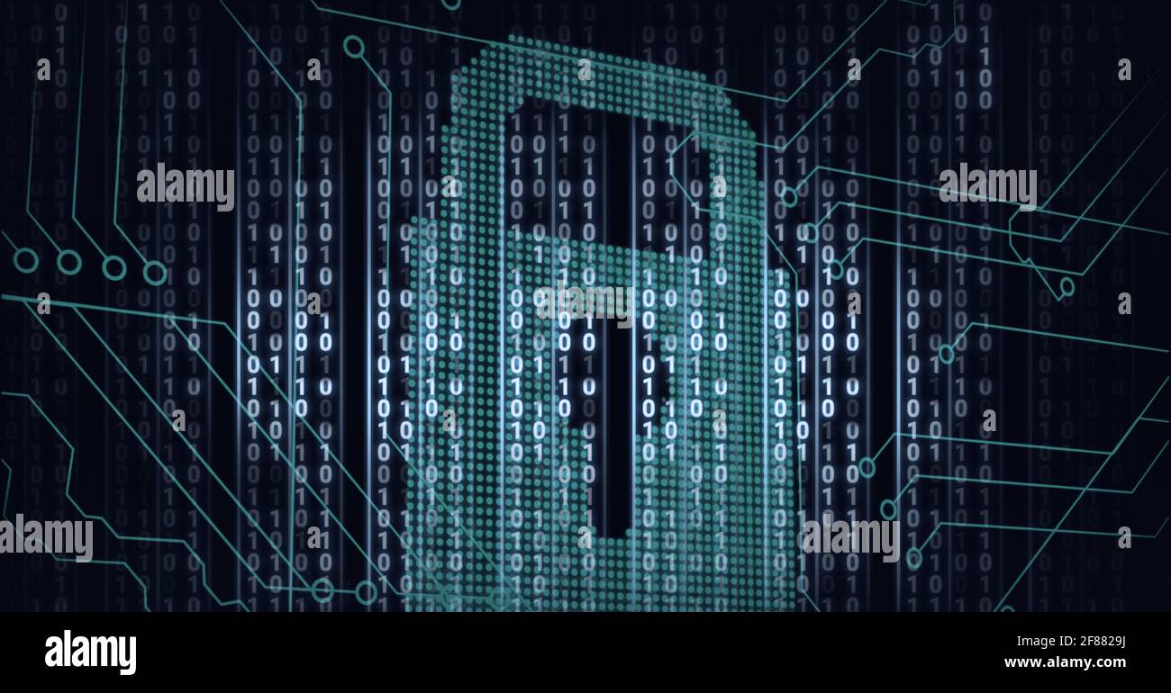 Composition Of Online Security Padlock With Binary Coding Processing 3838