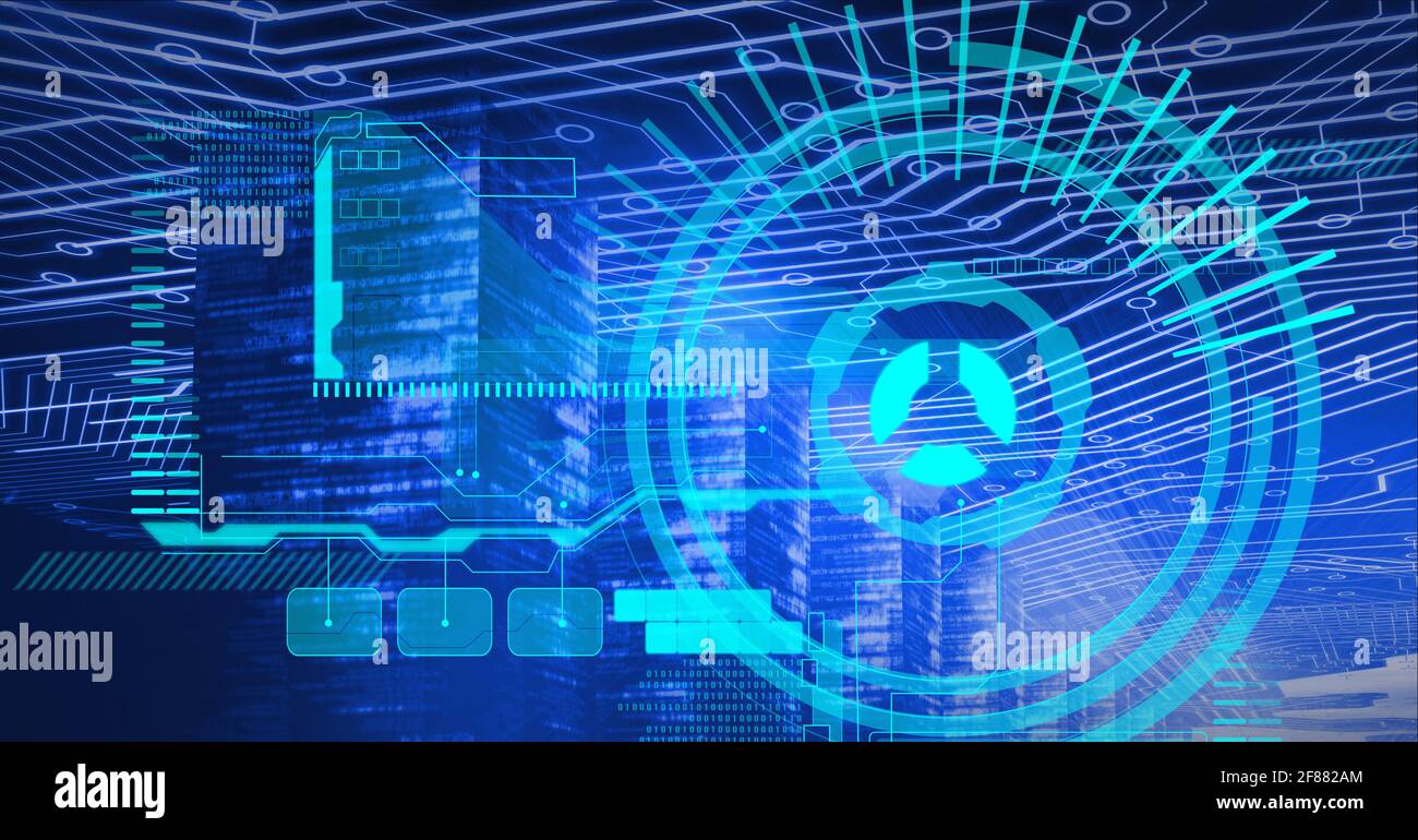 Composition of scope scanning over computer processor circuit board Stock Photo - Alamy