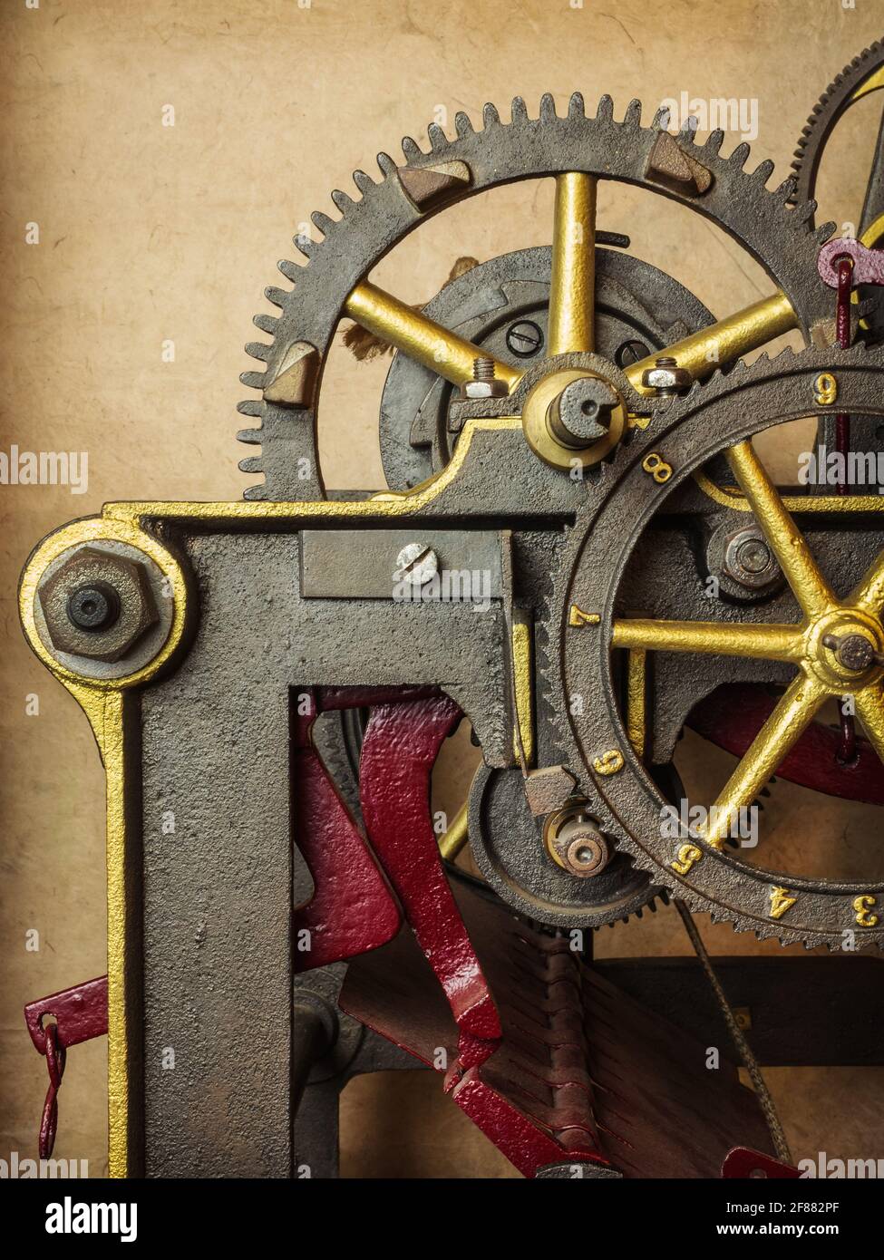 Detail of a renovated vintage church clock Stock Photo - Alamy