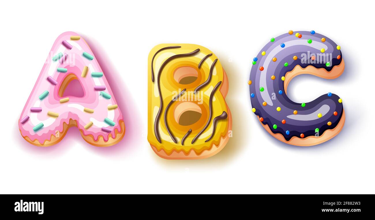 Donut icing upper latters - ABC Font of donuts. Bakery sweet alphabet ...