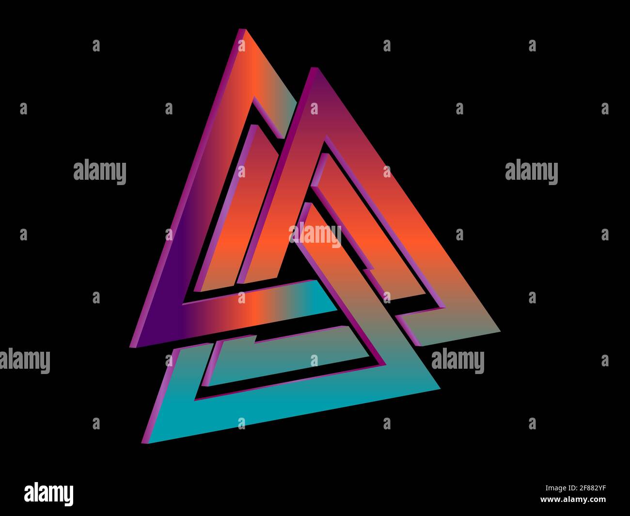 Valknut 3d isometric symbol with gradient. Symbol of Old Norse ...