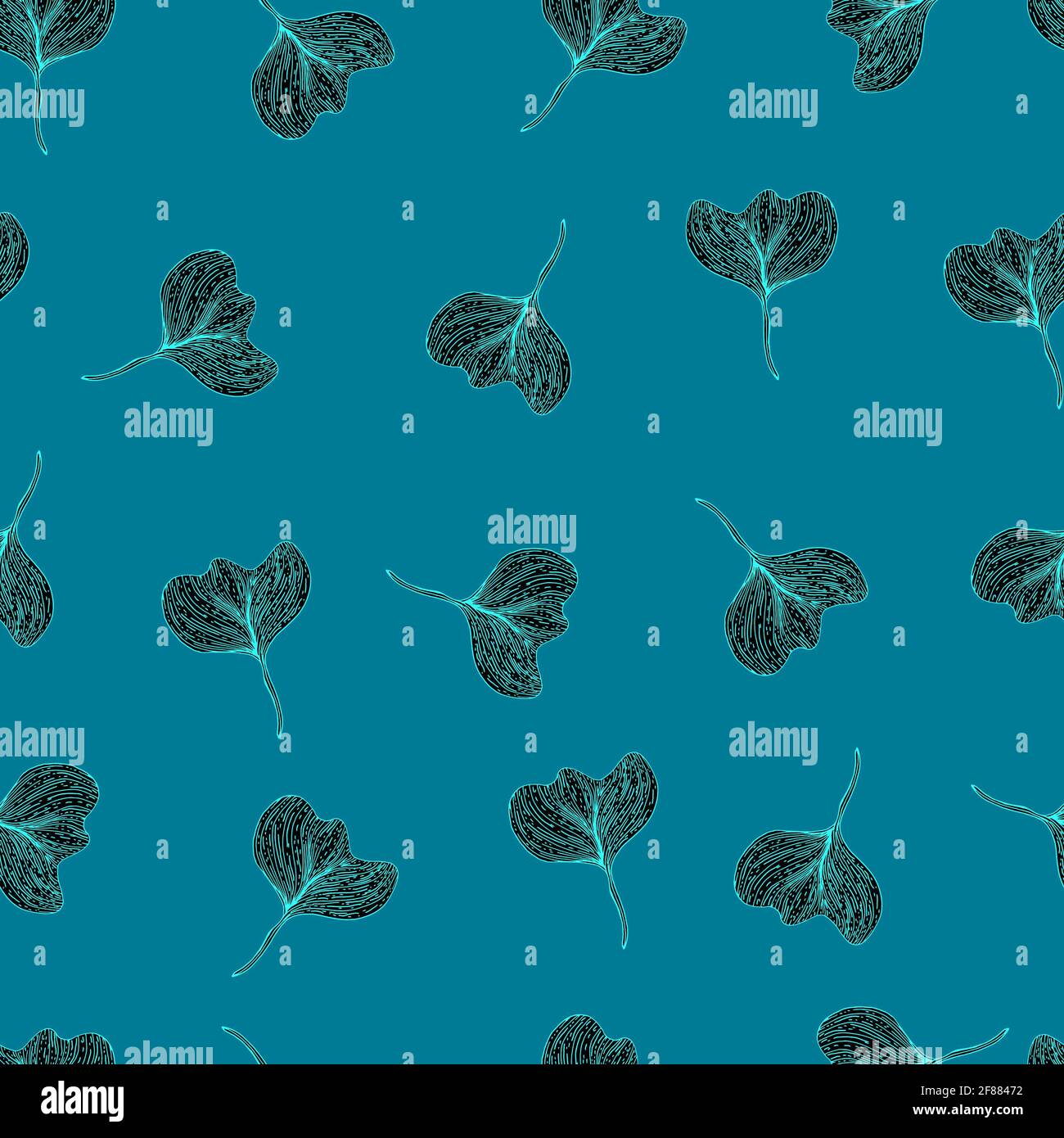 Leaves with stripes veins. Vector seamless pattern botanical ...