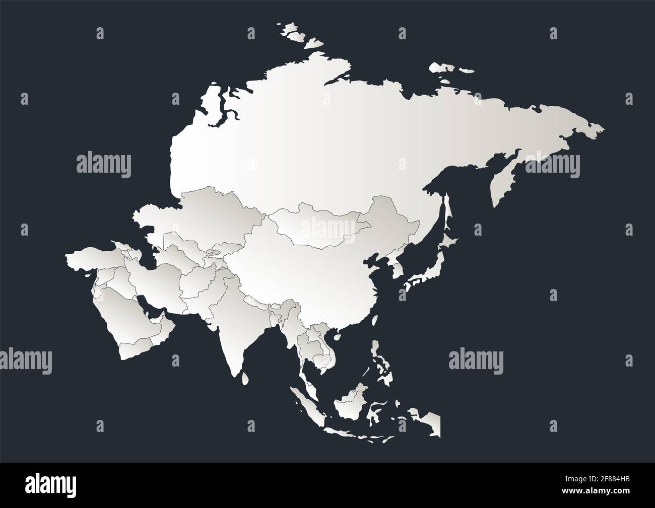 Asia map, Infographics flat design colors snow white with individual ...
