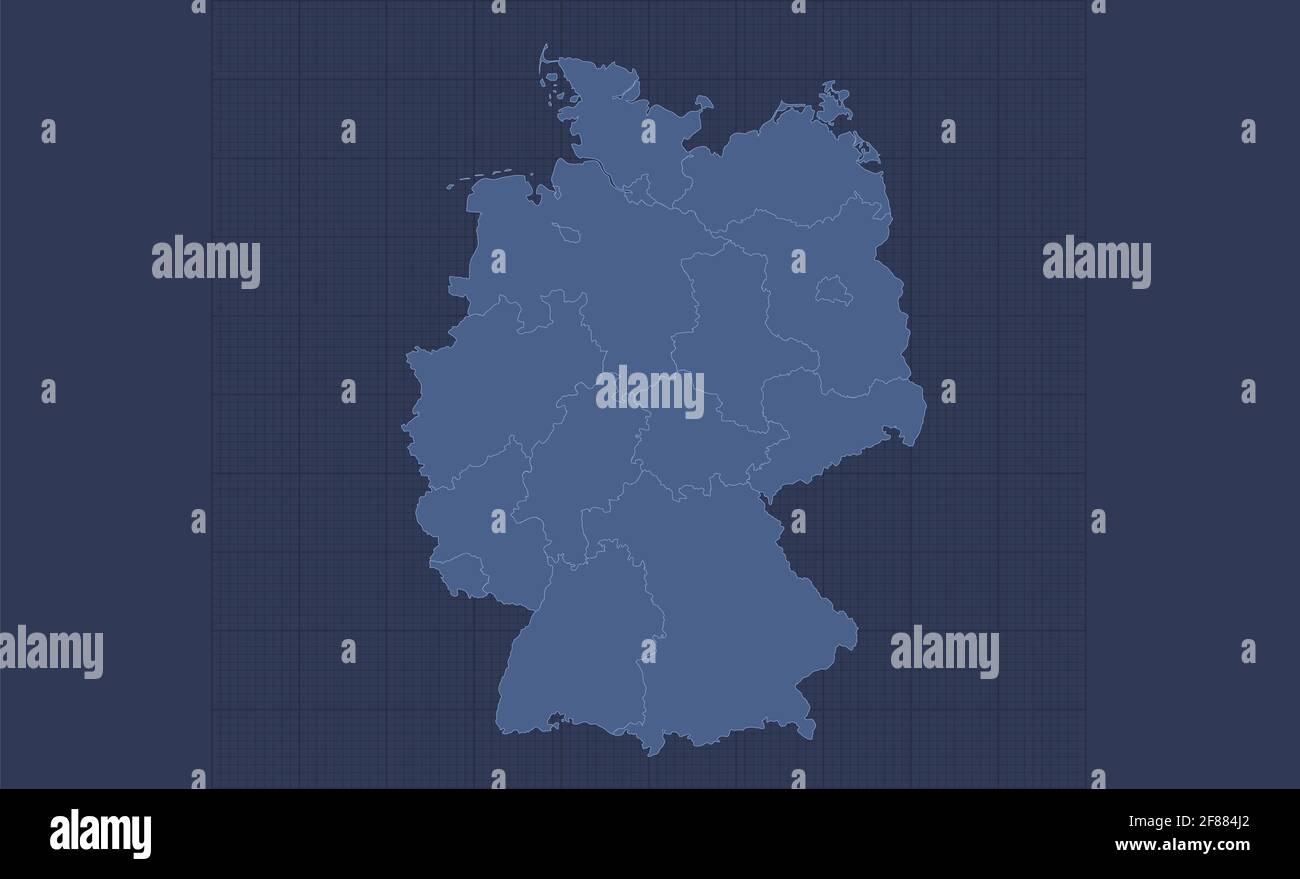 Germany map, separate regions, infographics blue flat design blank ...