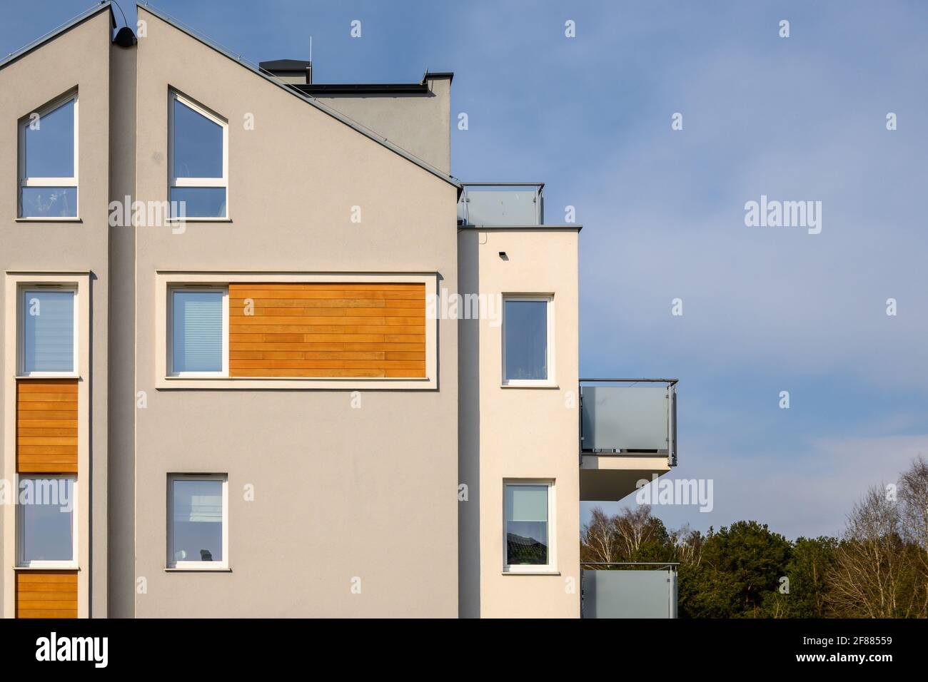 Modern apartment block in a housing estate. Architecture contemporary ...