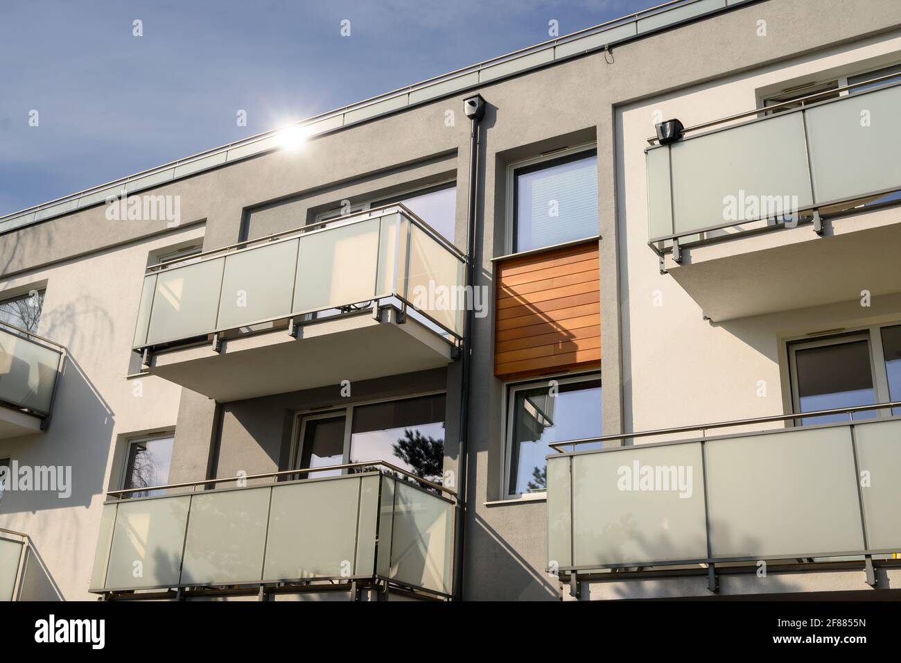 Gdansk, Poland - April 11, 2021: Modern apartment block with balconies ...