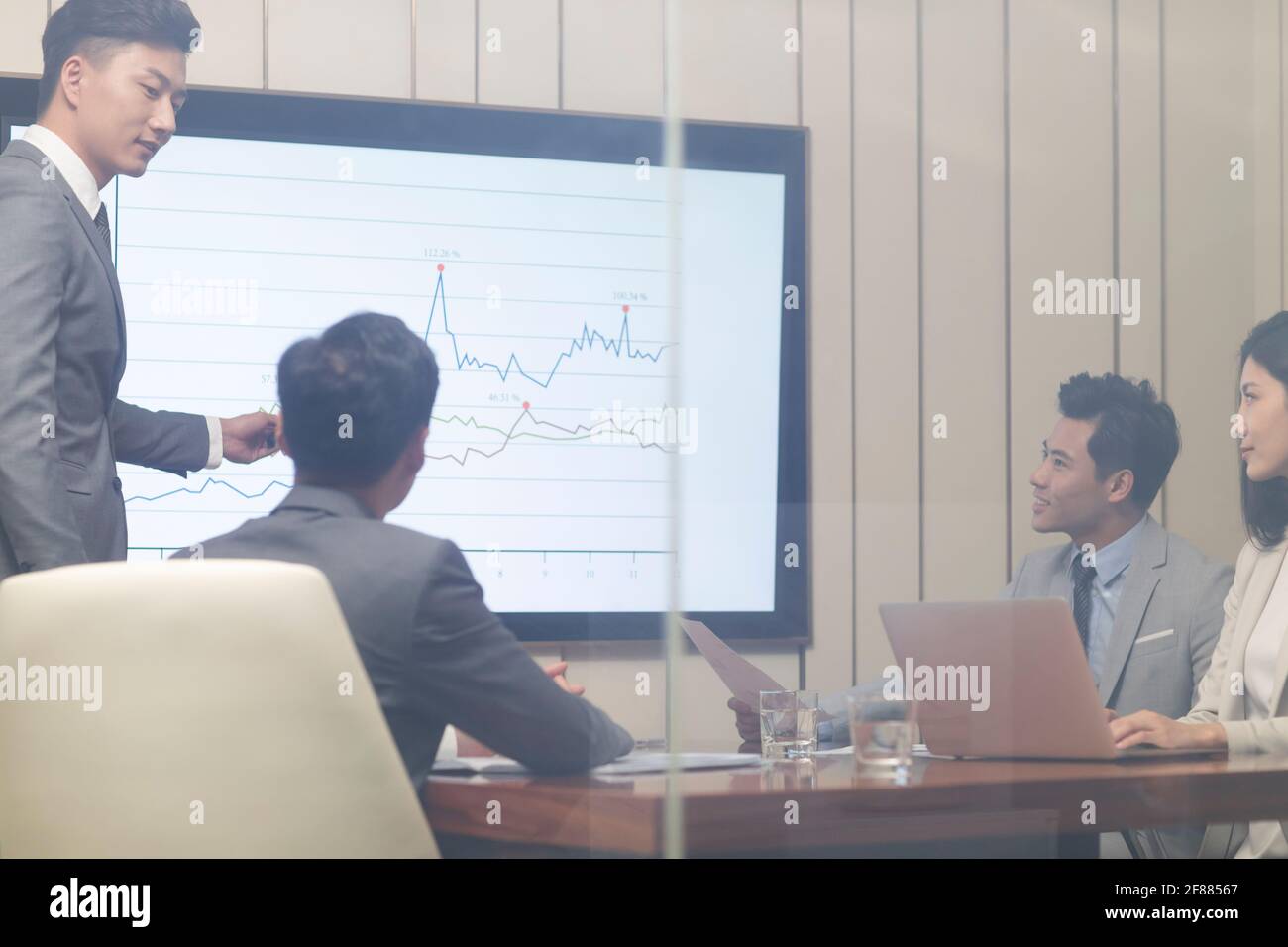 Sitting meeting communication smiling glass side by side conference ...