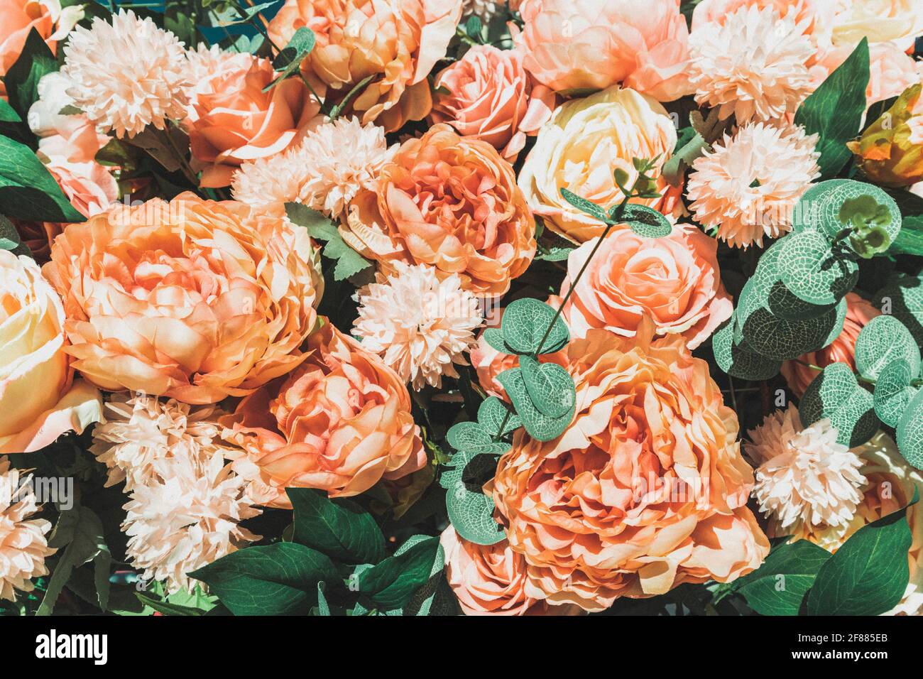 floral background texture of rose cloves Bright colors pink green ...