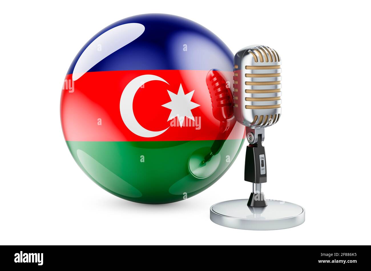 Music of Azerbaijan concept. Retro microphone with Azerbaijani flag. 3D ...
