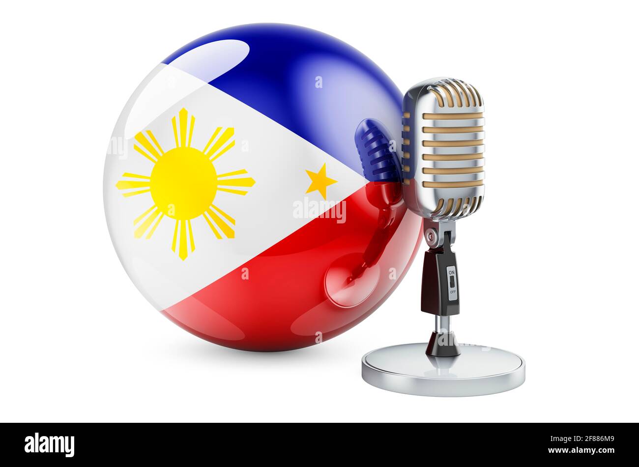 Music of Philippines concept. Retro microphone with Filipino flag. 3D ...