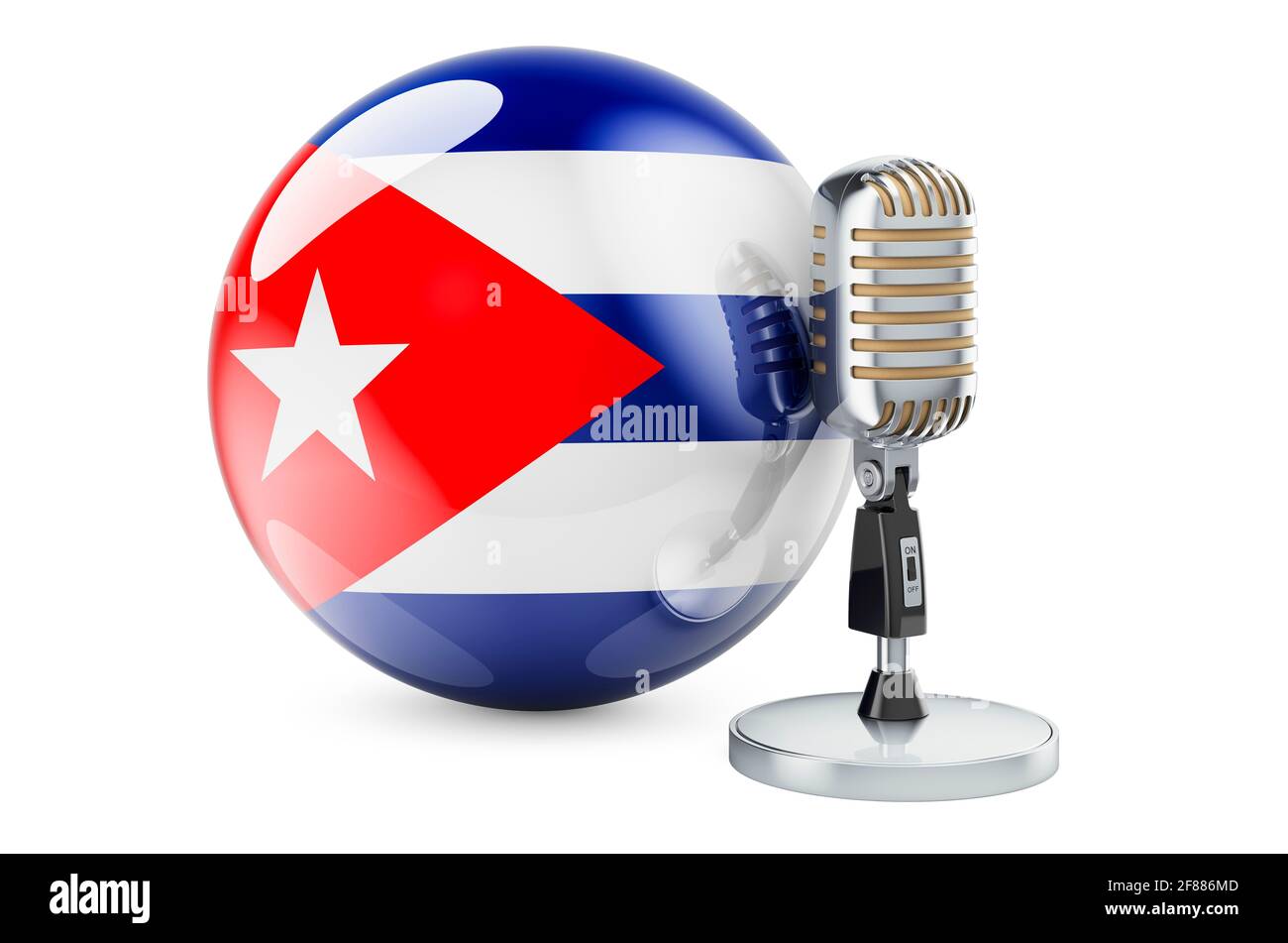 Music of Cuba concept. Retro microphone with Cuban flag. 3D rendering ...