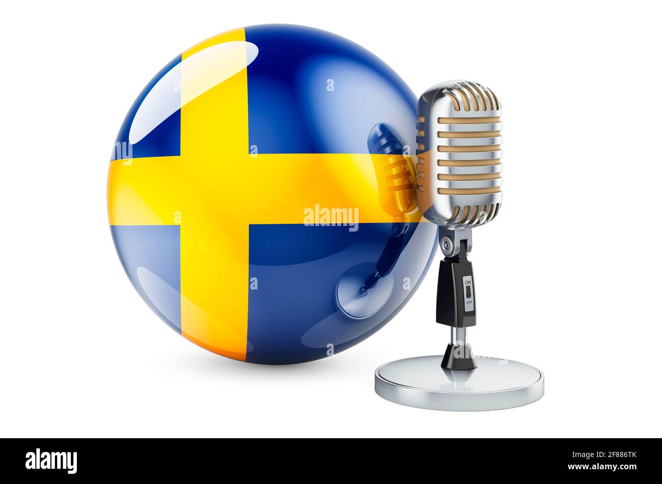 Music of Sweden concept. Retro microphone with Swedish flag. 3D ...