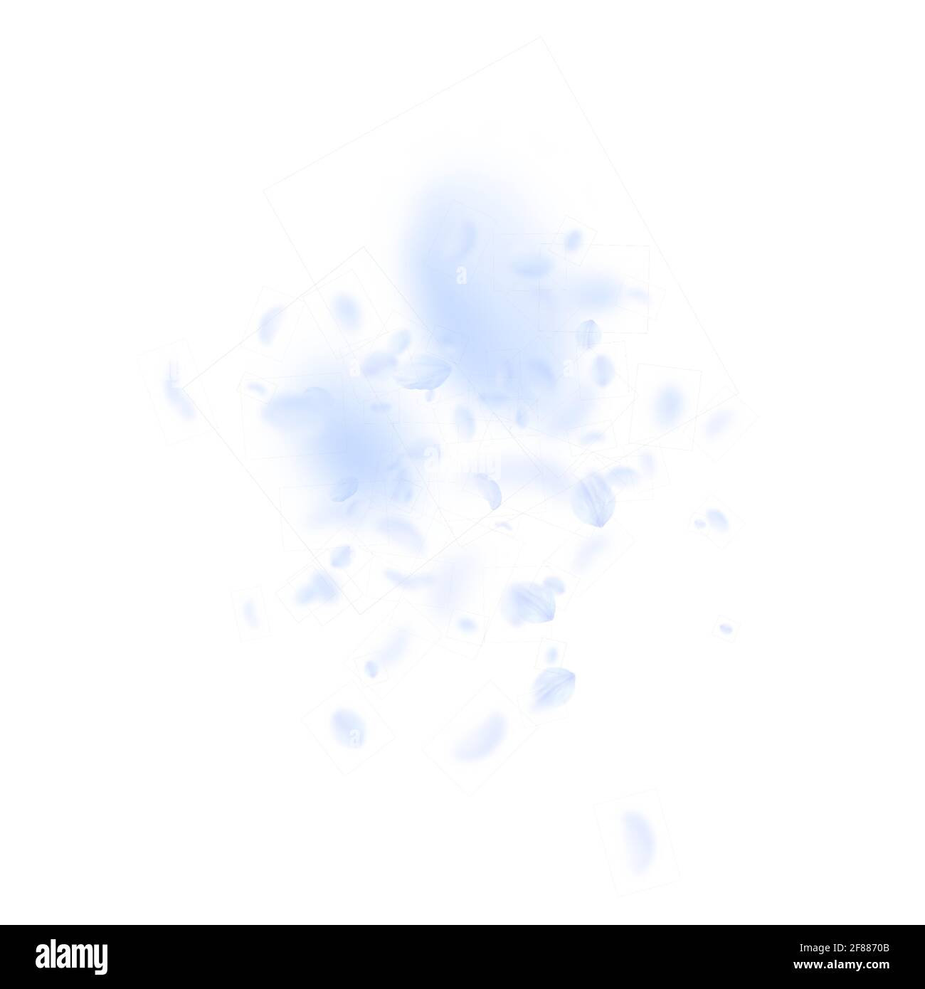 Light blue flower petals falling down. Bizarre romantic flowers ...