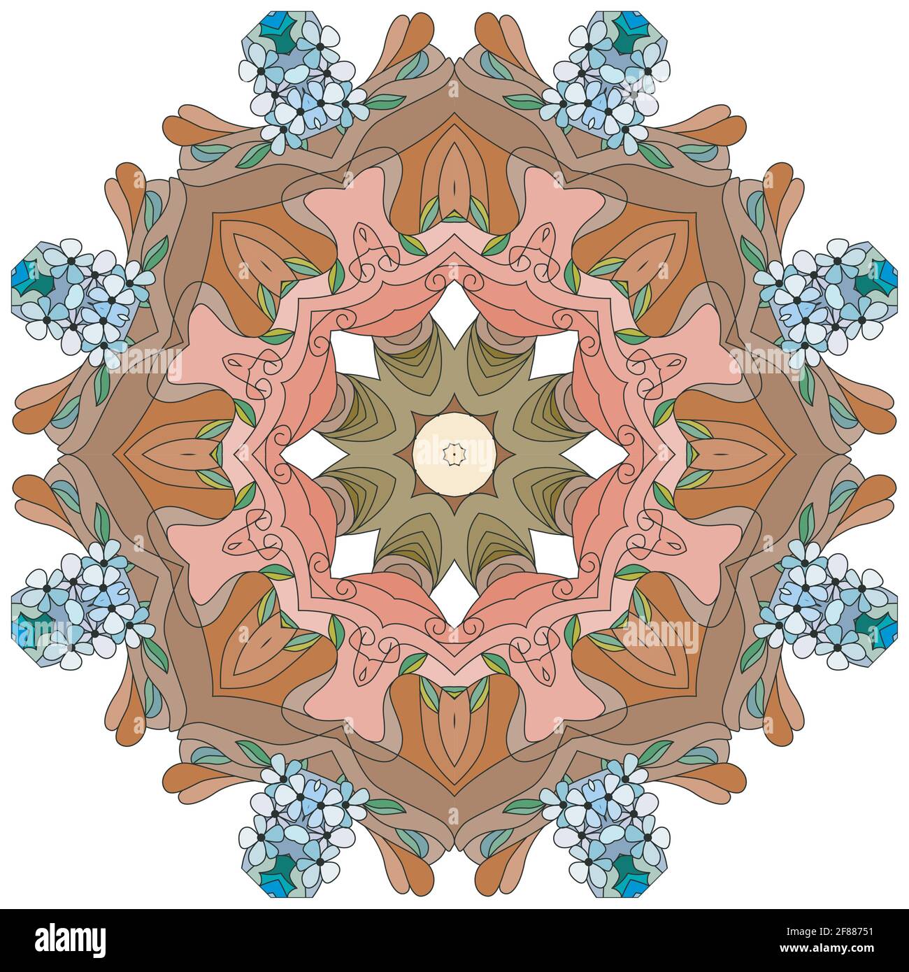 Decorative round ornaments. Unusual flower shape. Oriental vector, Anti ...