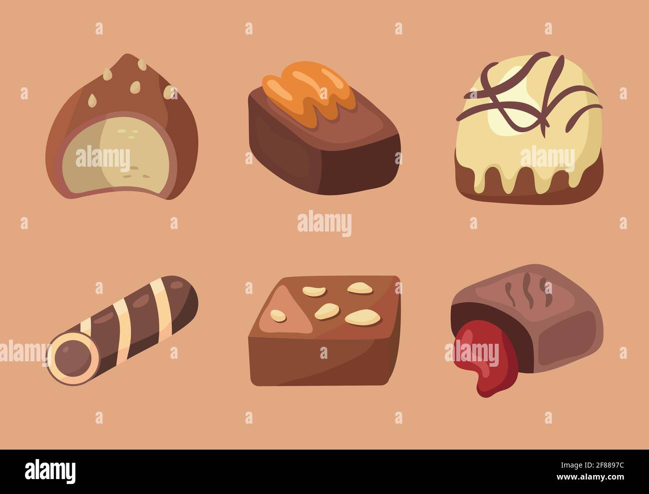 six chocolates candies Stock Vector Image & Art - Alamy