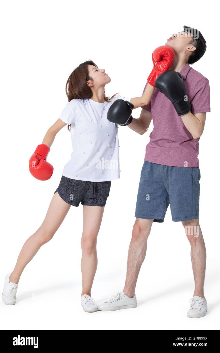 Two young women boxing Cut Out Stock Images & Pictures - Alamy