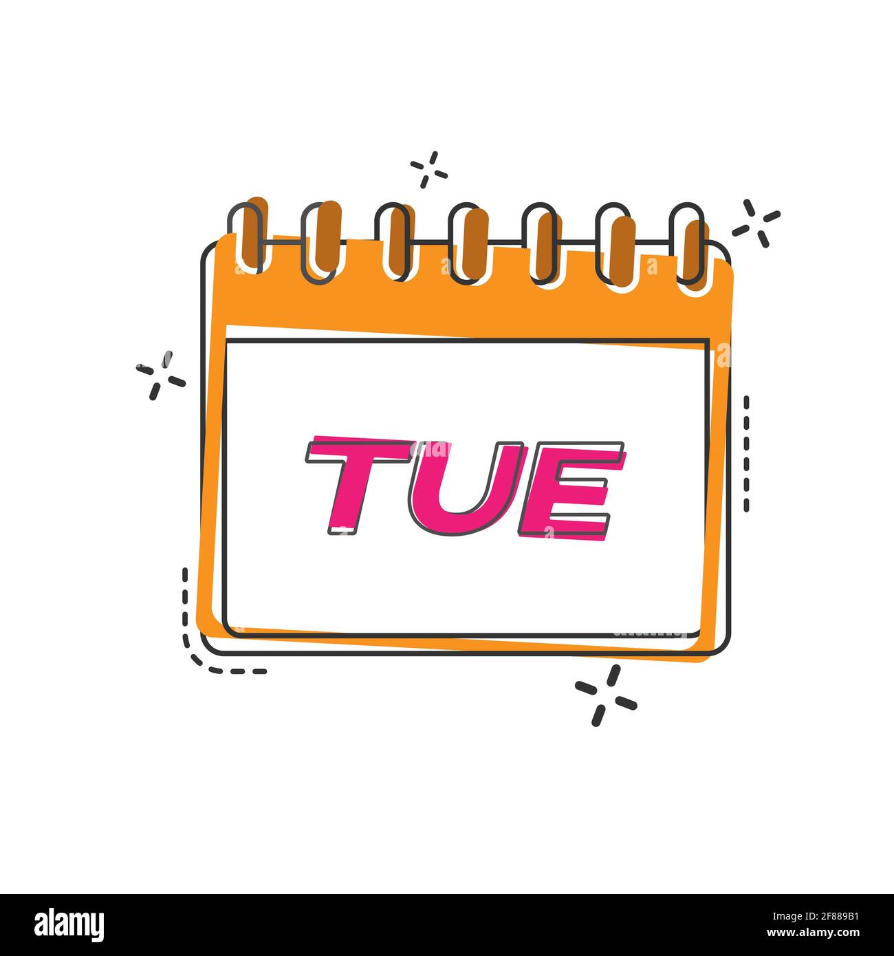 Tuesday. A flip calendar sheet with the name of the day of the week ...