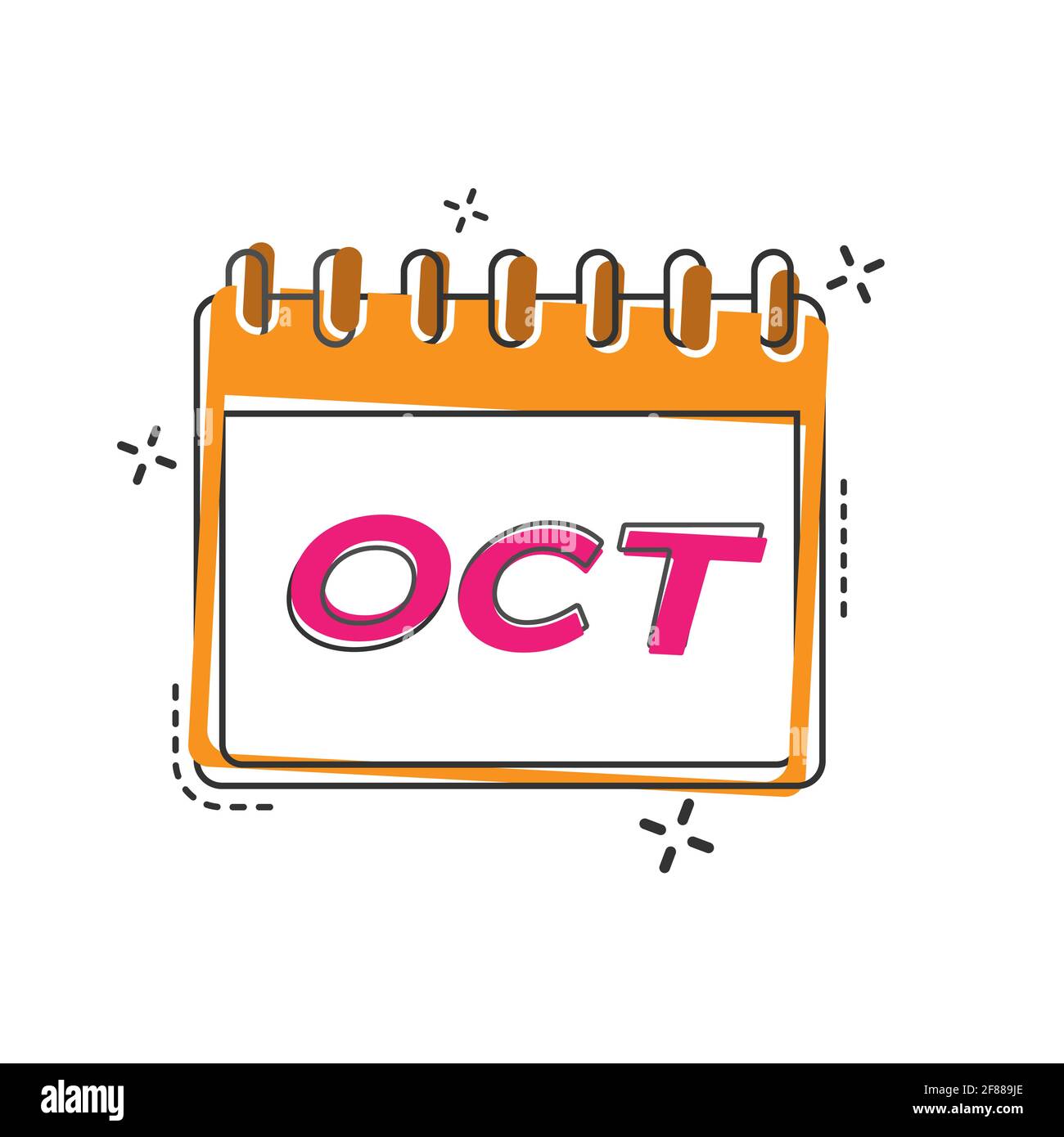 OCTOBER. A flip calendar sheet with the name of the month of the year ...