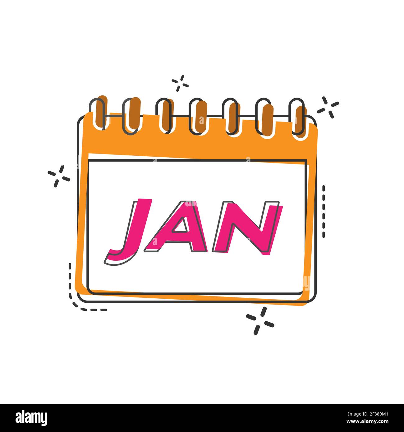 JANUARY. A flip calendar sheet with the name of the month of the year ...