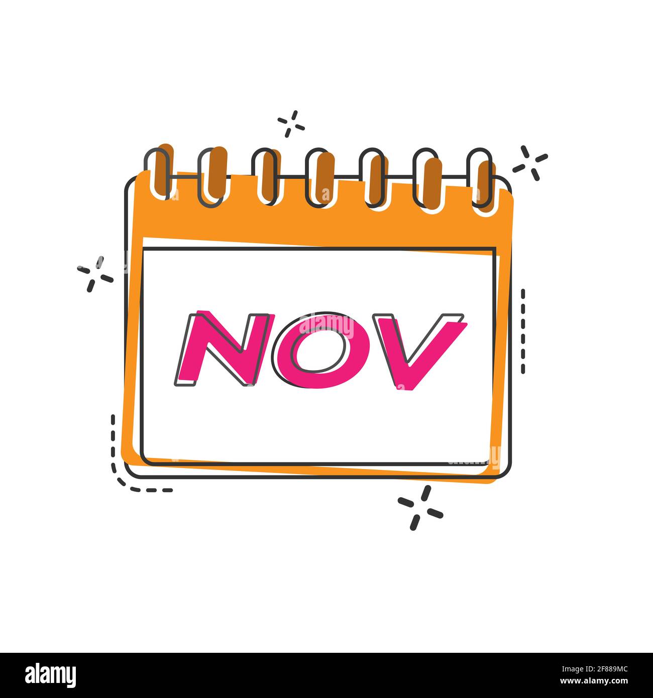 NOVEMBER. A flip calendar sheet with the name of the month of the year ...