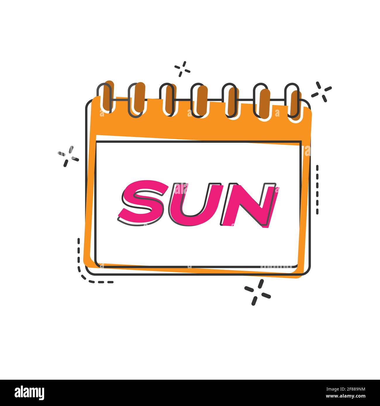 Sunday. A flip calendar sheet with the name of the day of the week ...