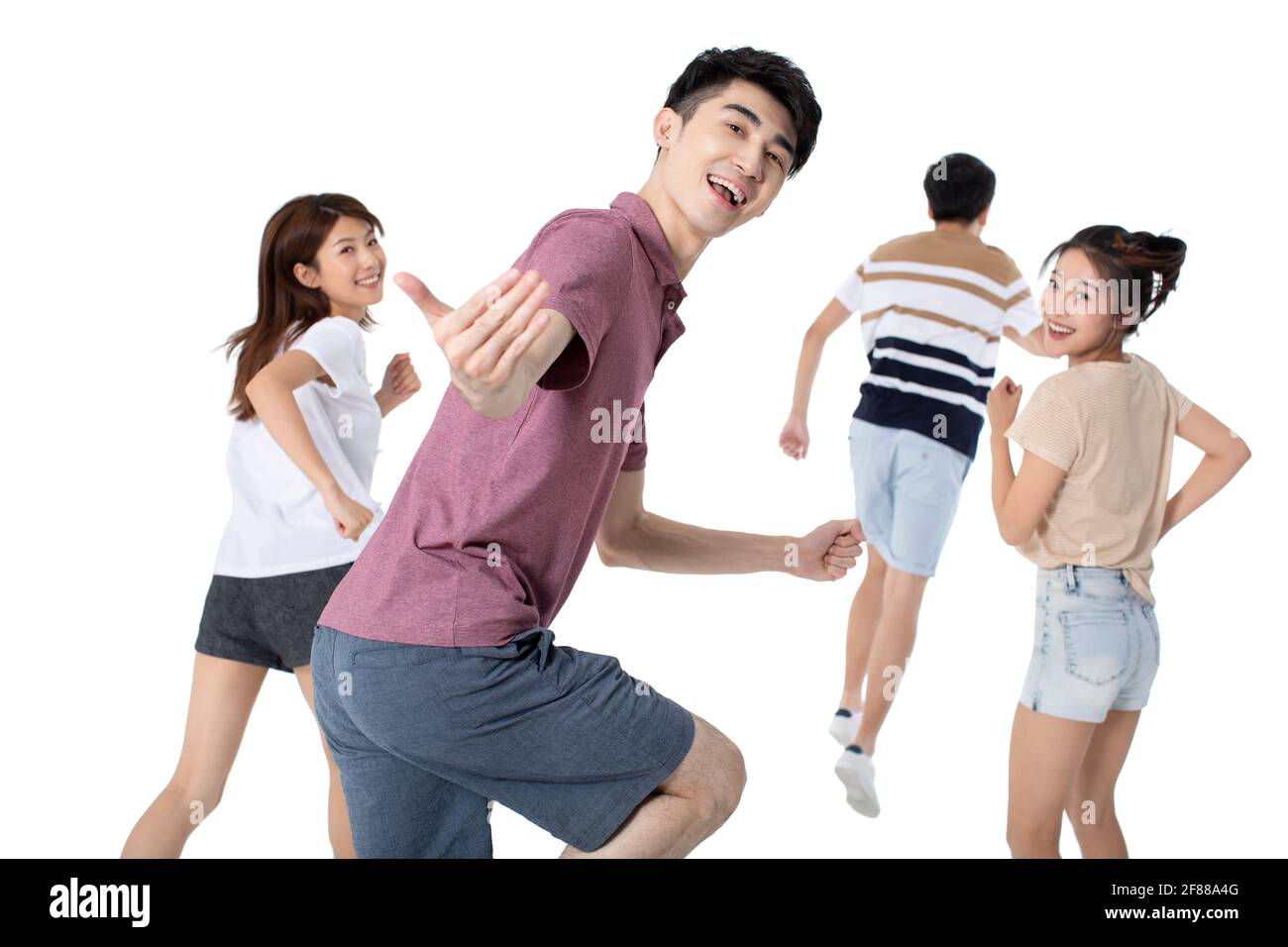 Back view of four friends running hi-res stock photography and images ...