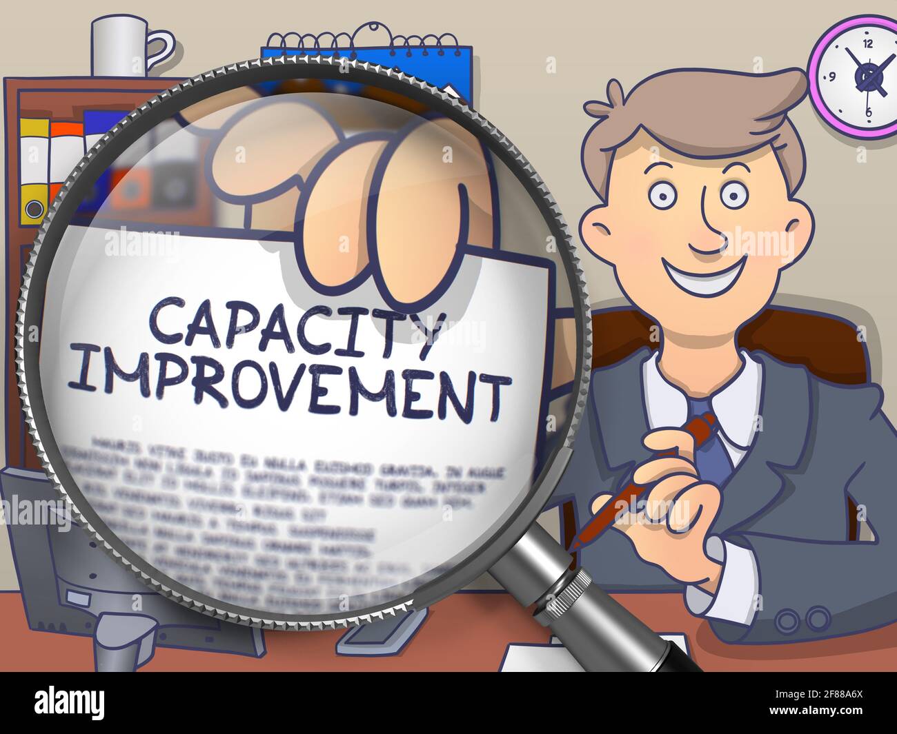 Businessman in Suit Holds Out a Concept on Paper Capacity Improvement ...