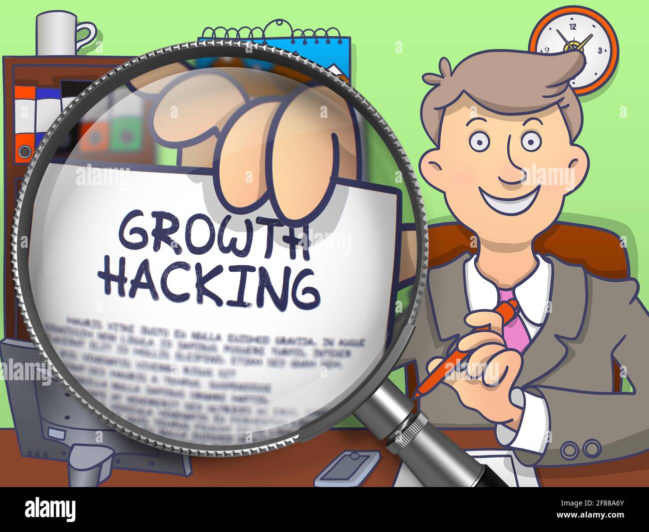 Growth Hacking. Text on Paper in Business Man's Hand through Magnifying ...