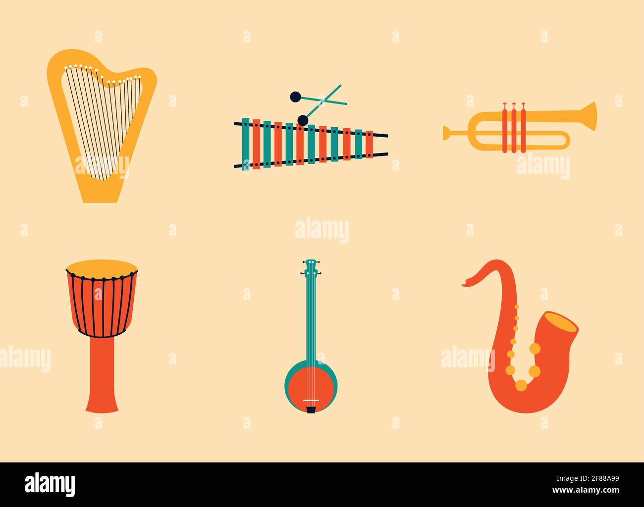 six musical instruments Stock Vector Image & Art - Alamy