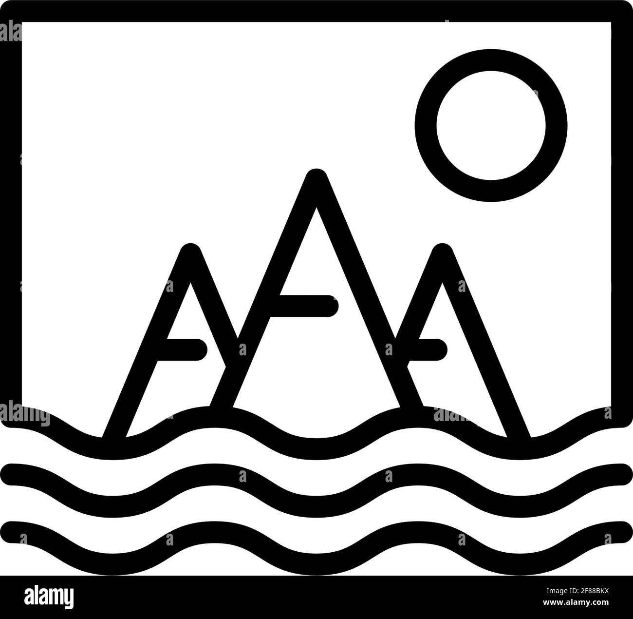 Summer Beach outline icon vector illustration,beach and sea logo design ...